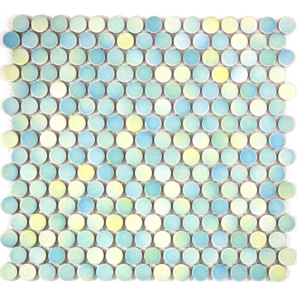 PENNY ROUND GREEN MIX - ICONIC TILES