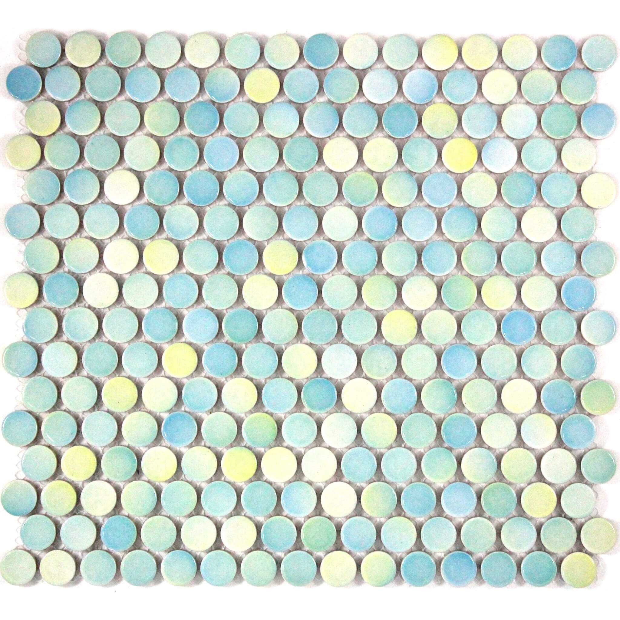 PENNY ROUND GREEN MIX - ICONIC TILES