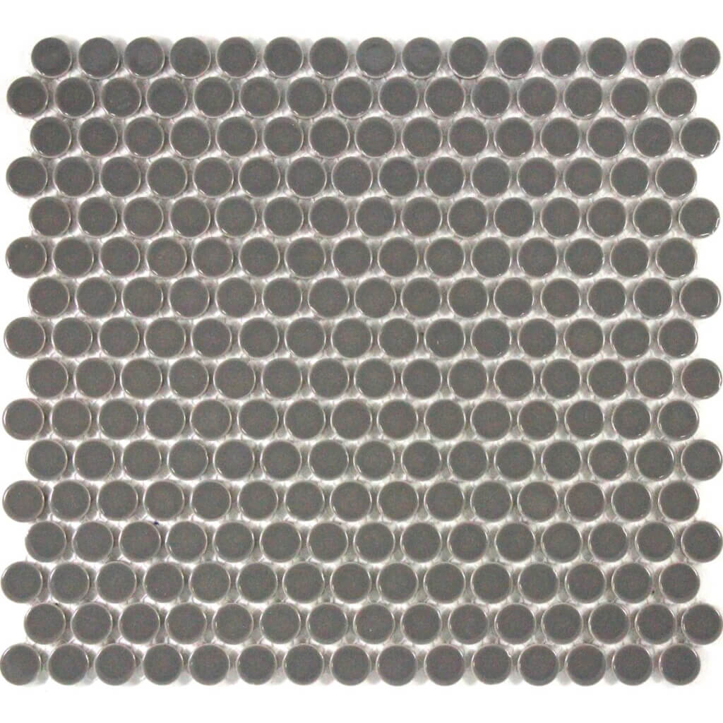 PENNY ROUND DARK GREY GLOSS - ICONIC TILES