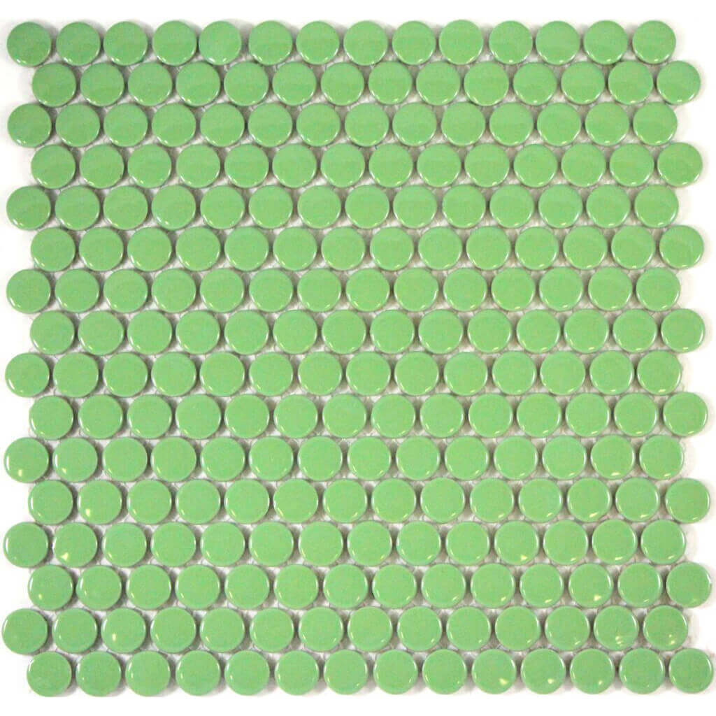 PENNY ROUND GREEN GLOSS - ICONIC TILES
