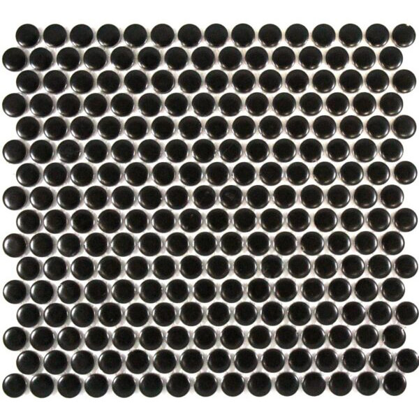 PENNY ROUND BLACK MATTE - ICONIC TILES